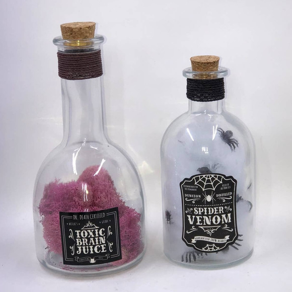 Target | Holiday | 2 New Handmade Refinished Glass Potion Bottles Toxic ...